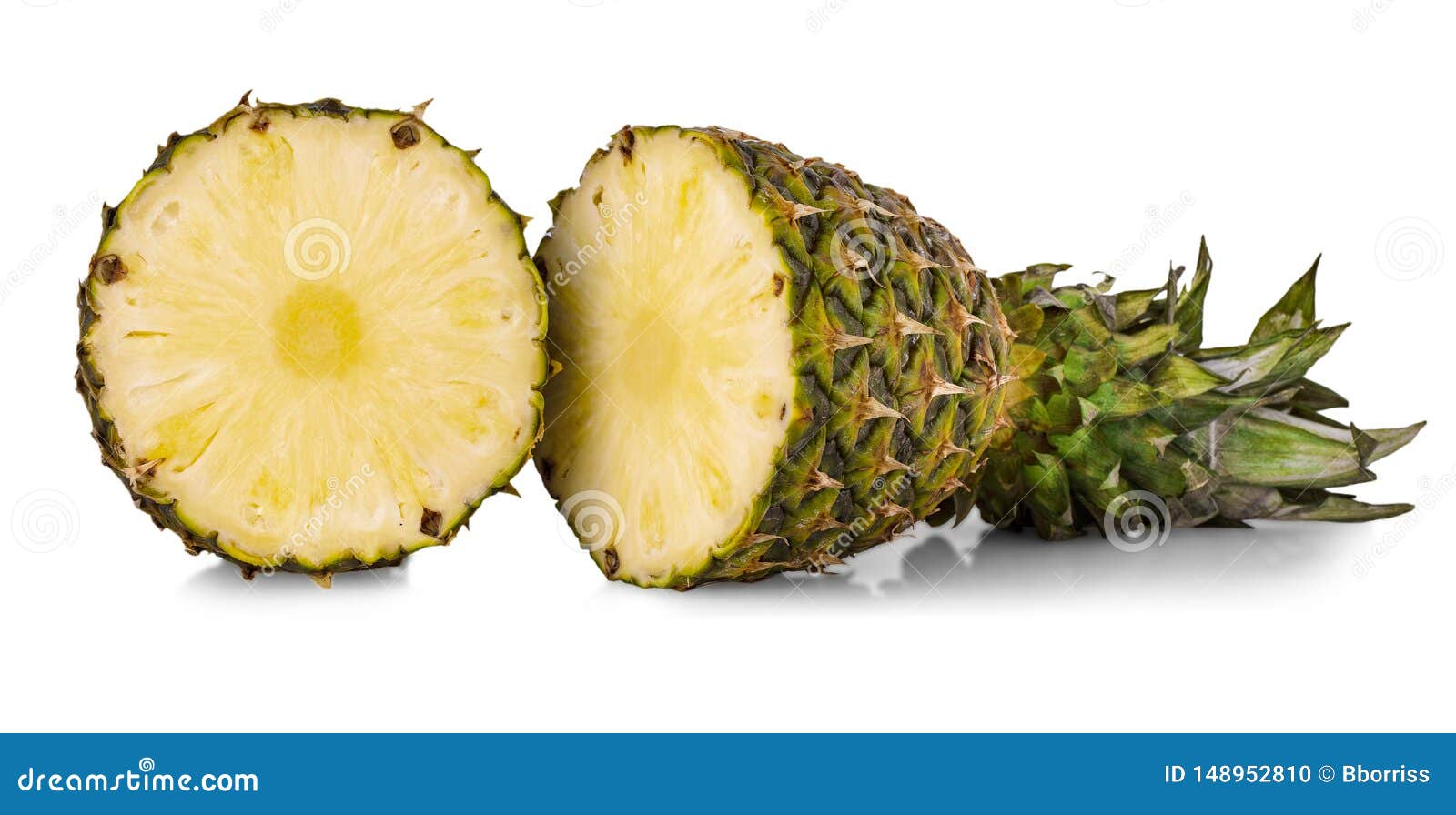 The Fresh Pineapple Cut in Half on White Background Stock Photo - Image ...