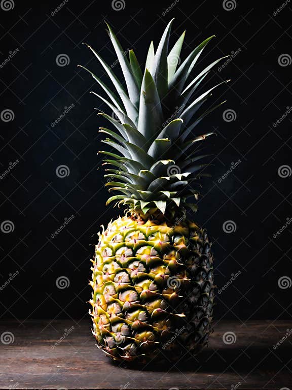 Fresh Pineapple on a Dark Background Stock Illustration - Illustration ...