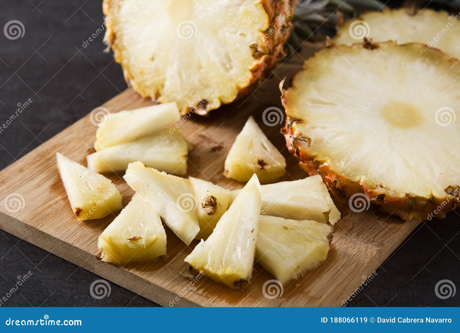 Fresh Pineapple Slices on Cutting Board Stock Image - Image of sweet ...