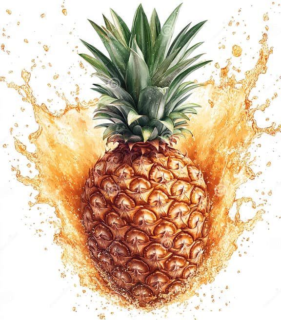 Fresh Pineapple Splash with Vibrant Juice Explosion Stock Image - Image ...