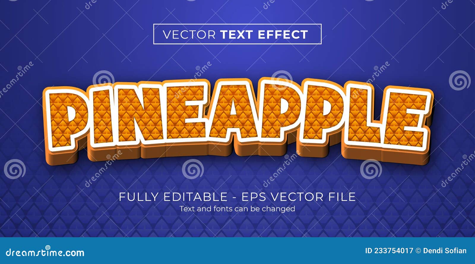 Fresh Pineapple Text Effect Editable Stock Vector - Illustration of ...