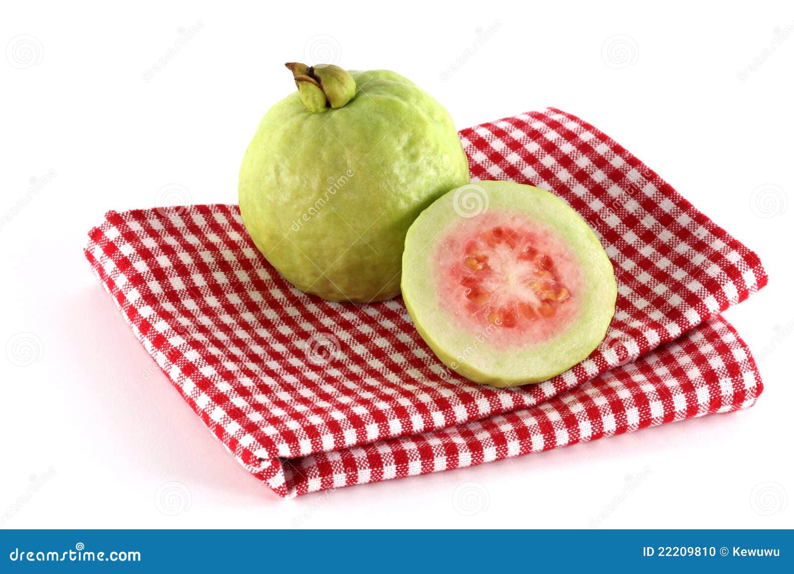 Fresh Pink Apple Guava on a Checkered Table Cloth Stock Photo - Image ...