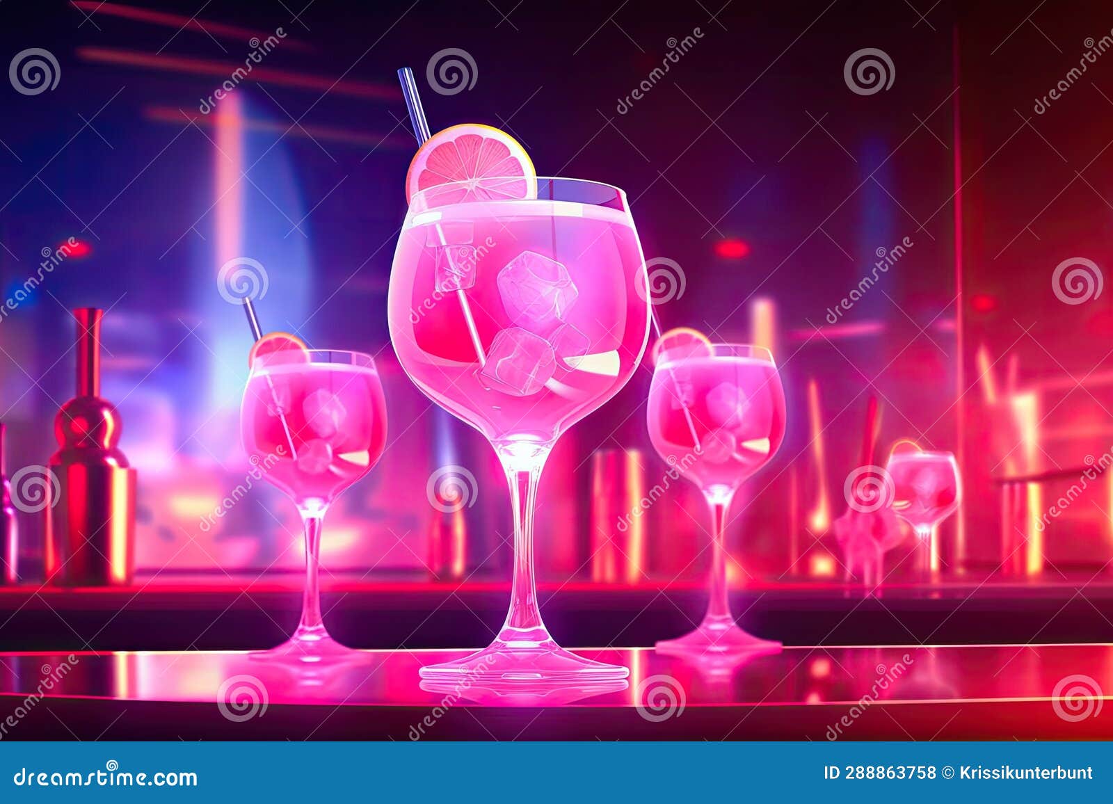 Fresh pink cocktail in bar stock illustration. Illustration of juice ...