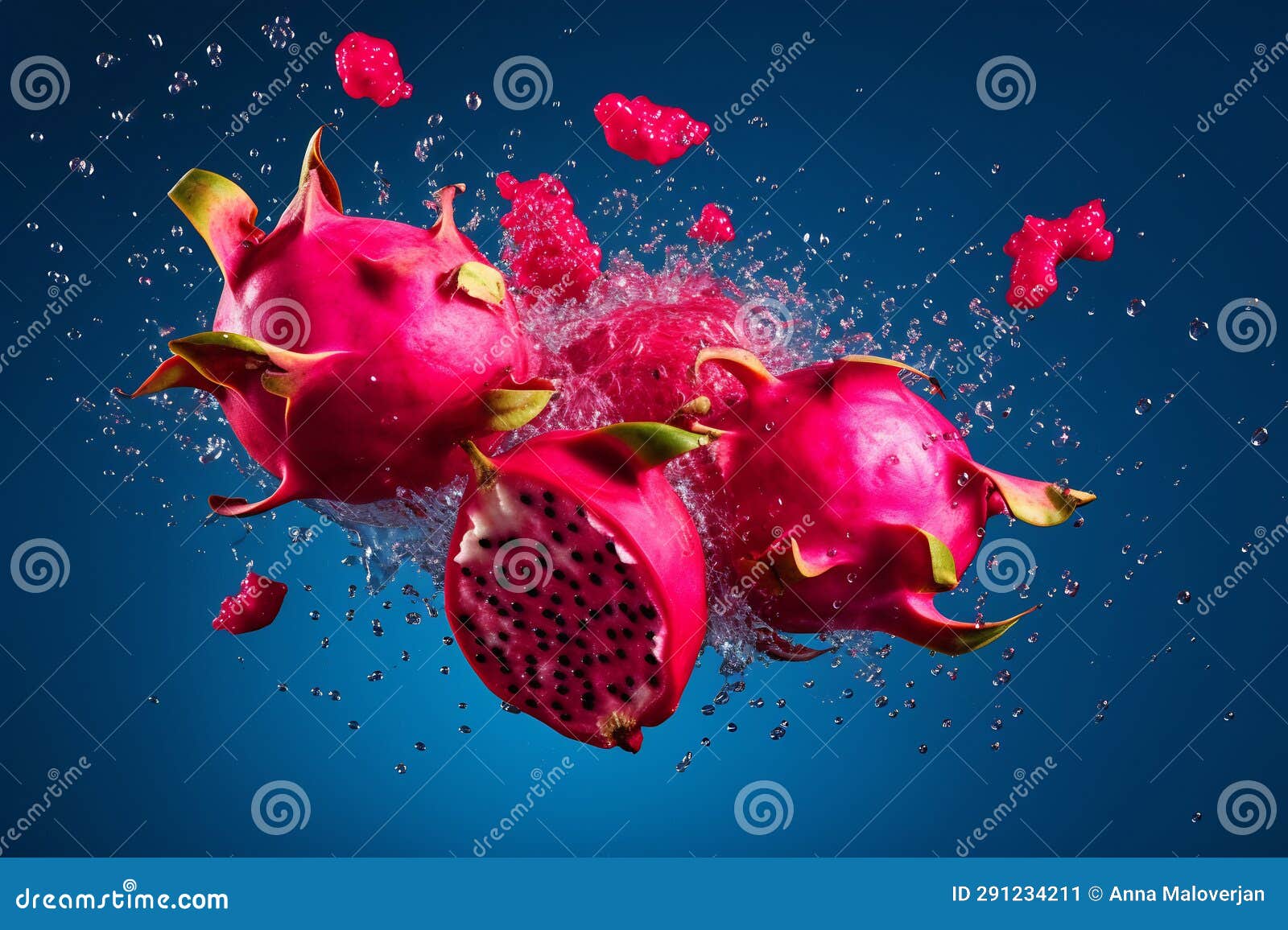 Fresh Pitaya Fruit in a Splash of Water Stock Image - Image of juicy ...