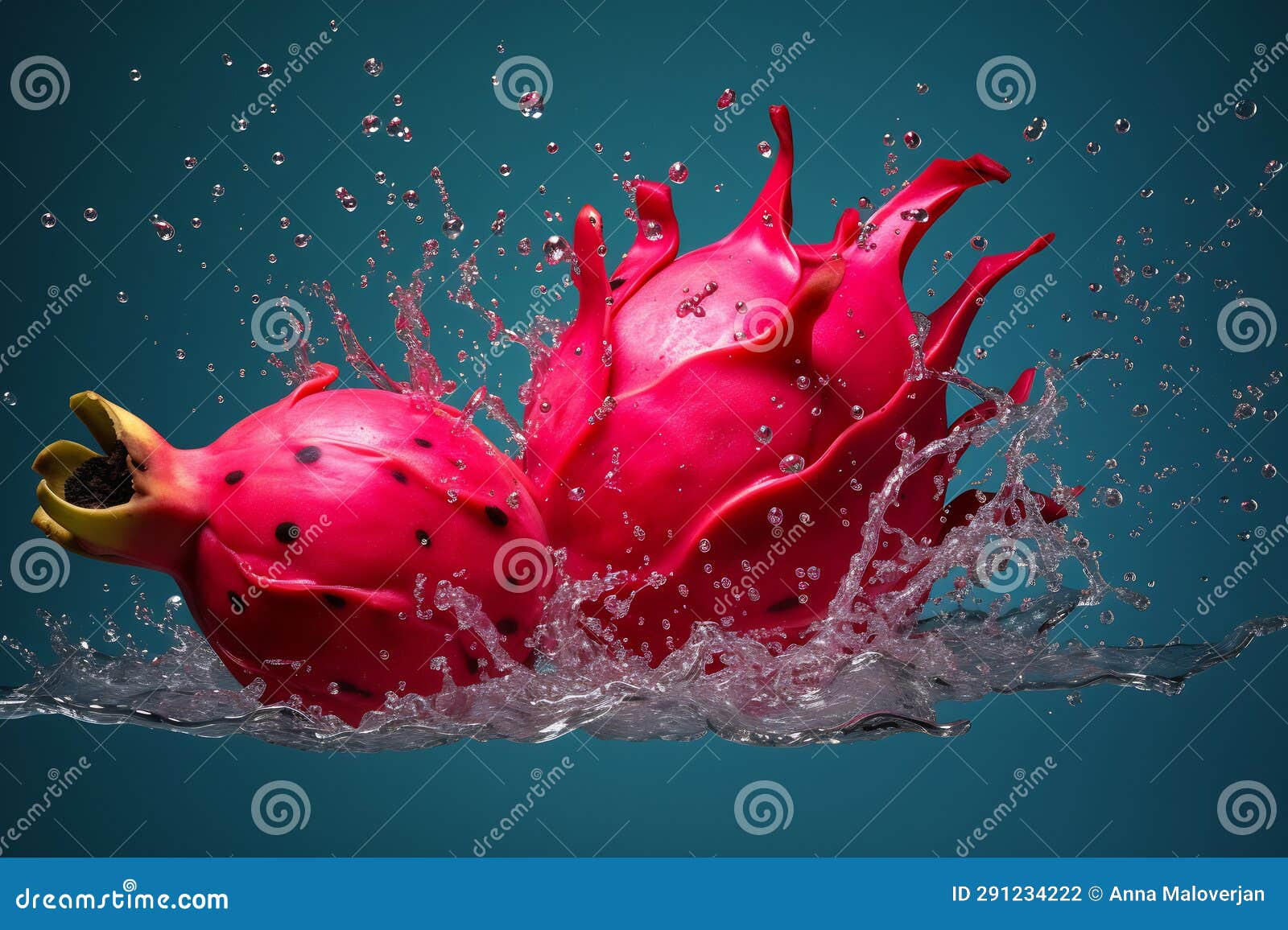 Fresh Pitaya Fruit in a Splash of Water Stock Illustration ...