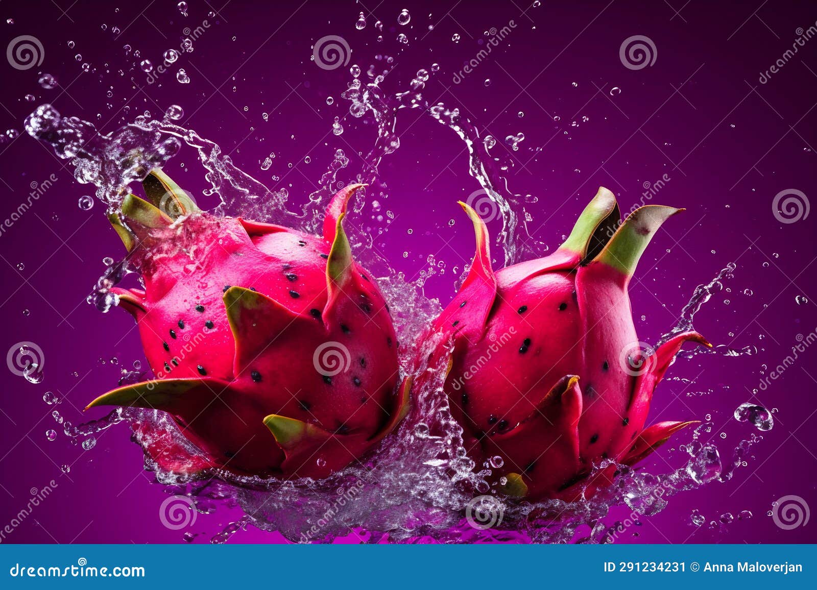 Fresh Pitaya Fruit in a Splash of Water Stock Illustration ...