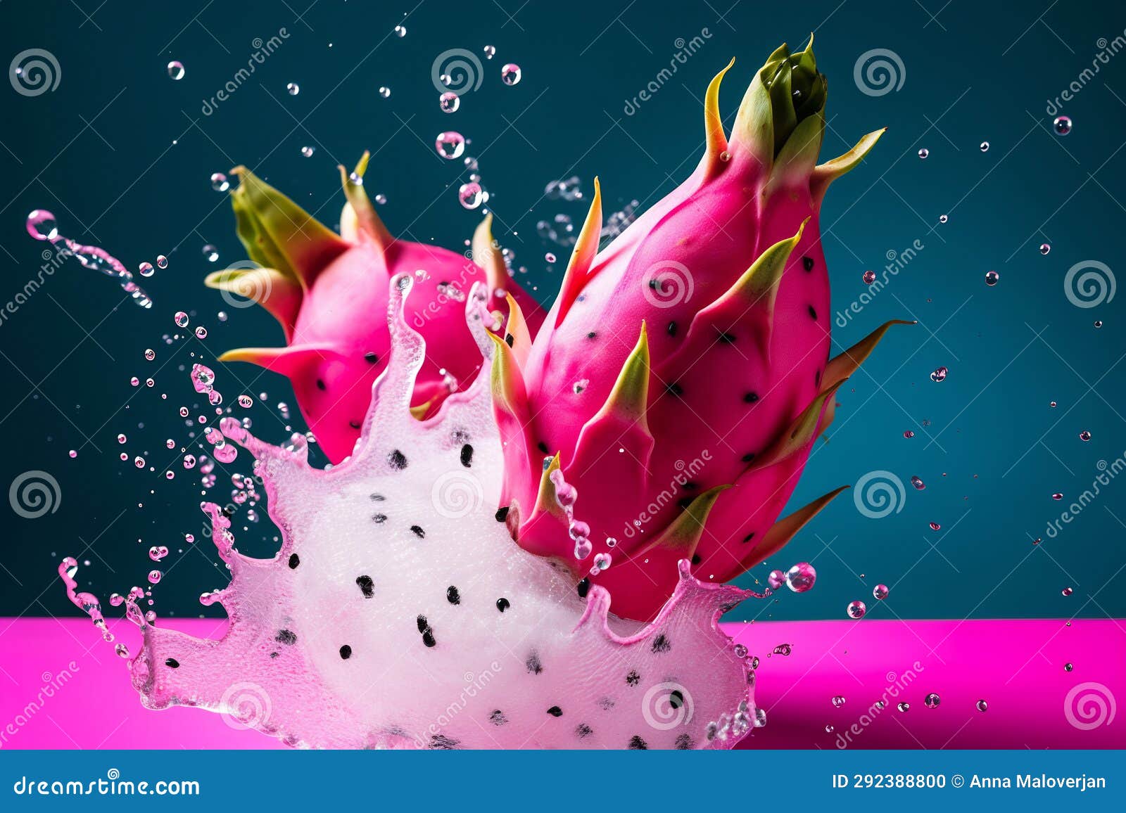 Fresh Pitaya Fruit in a Splash of Water Stock Illustration ...