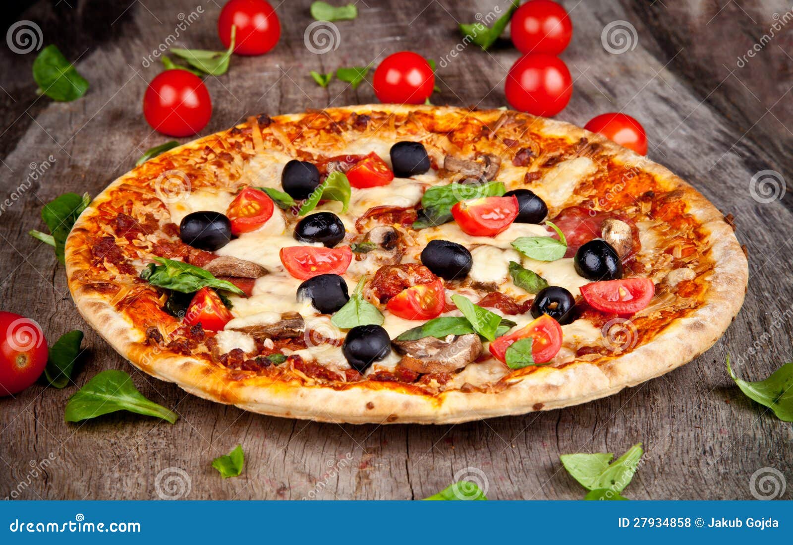 Fresh pizza stock photo. Image of sauce, basil, crust - 27934858