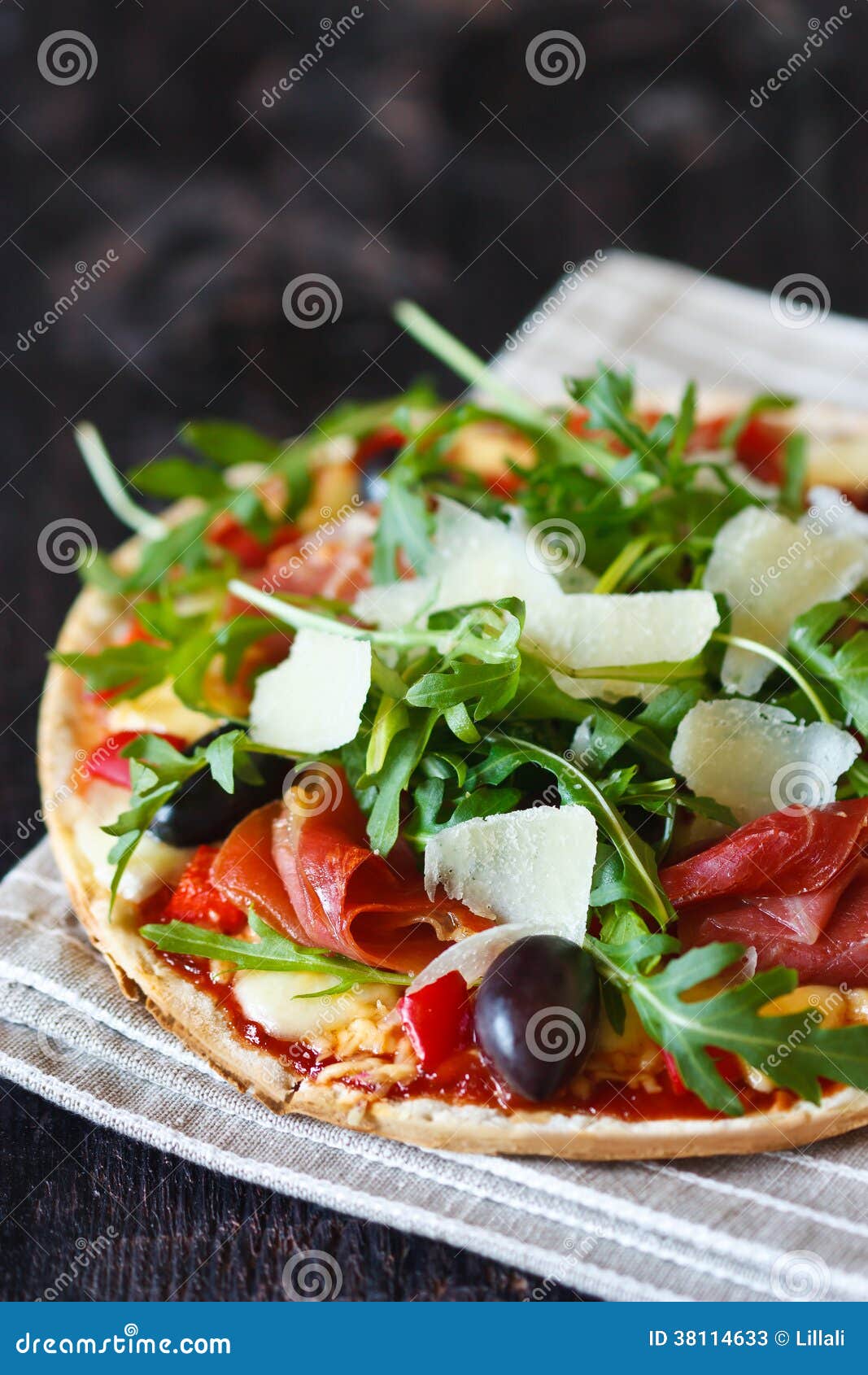 Fresh pizza. stock image. Image of board, cooking, arugula - 38114633