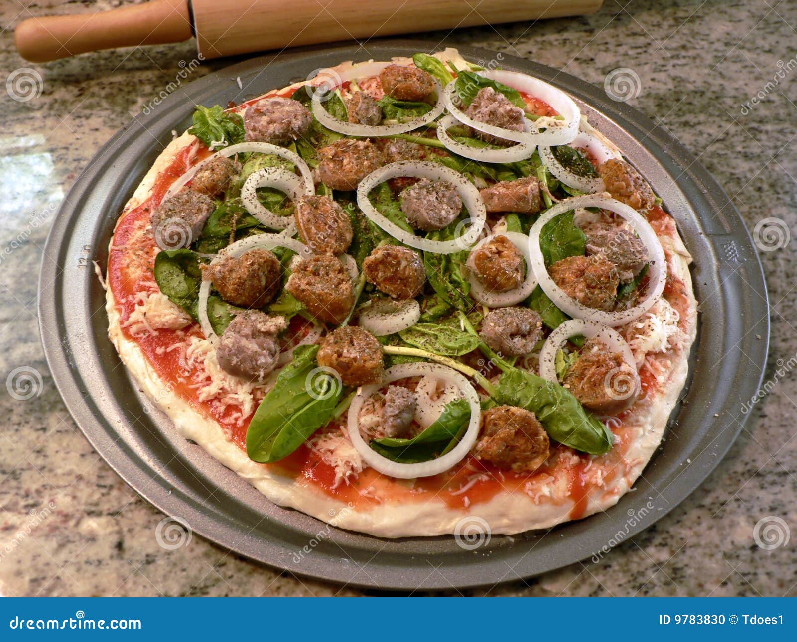 Fresh pizza unbaked stock photo. Image of cheese, baked - 9783830