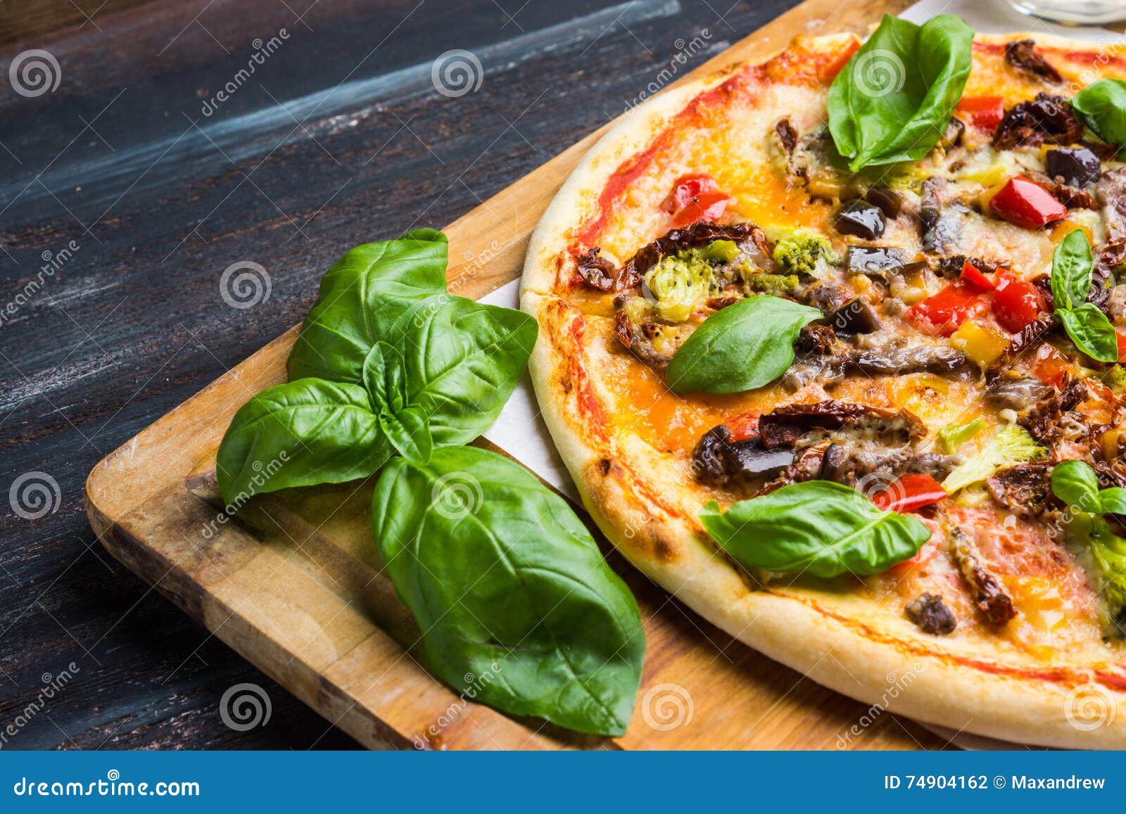 Fresh Pizza on Wooden Table Stock Photo - Image of delicious, pepper ...