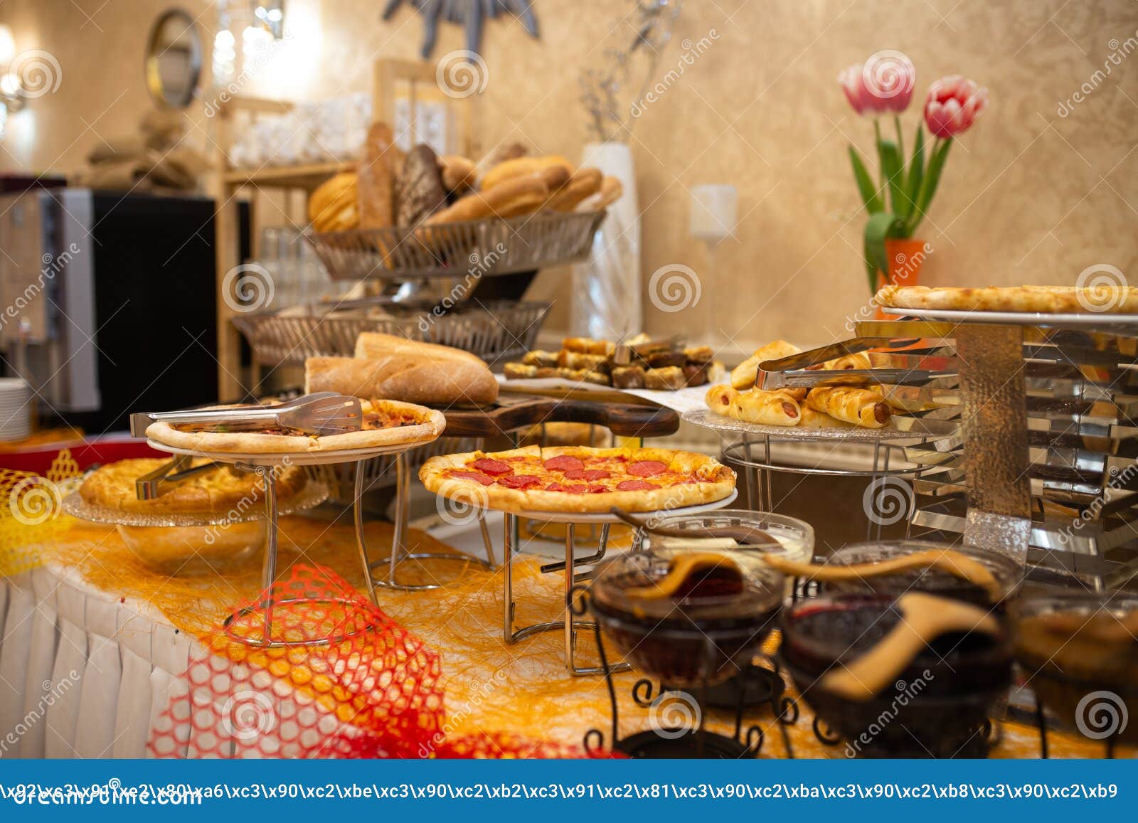Fresh Pizzas on the Buffet in the Restaurant Stock Photo - Image of ...