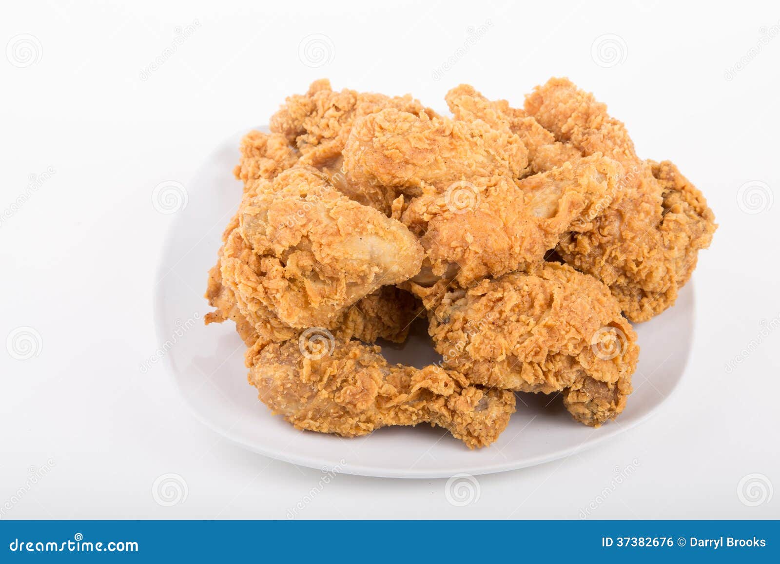 Fresh Plate of Fried Chicken on White Plate Stock Photo - Image of dish ...