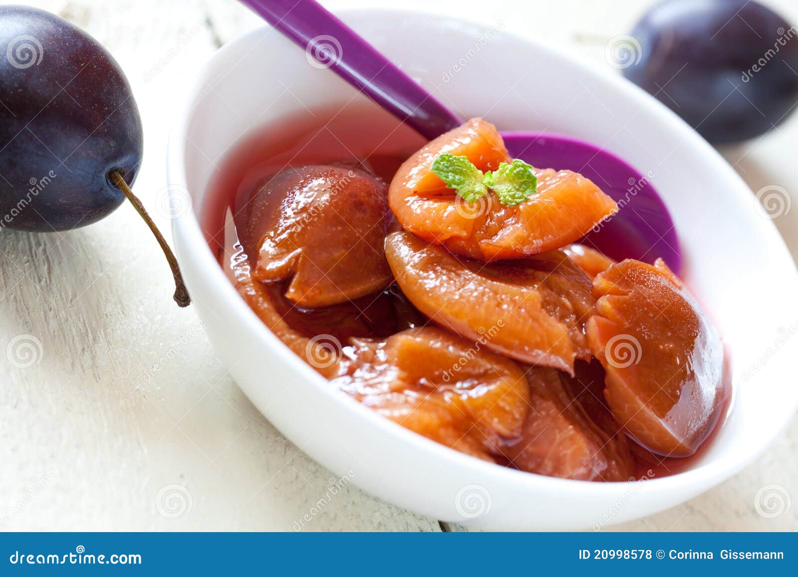 Fresh plum compote stock photo. Image of dessert, fruit - 20998578