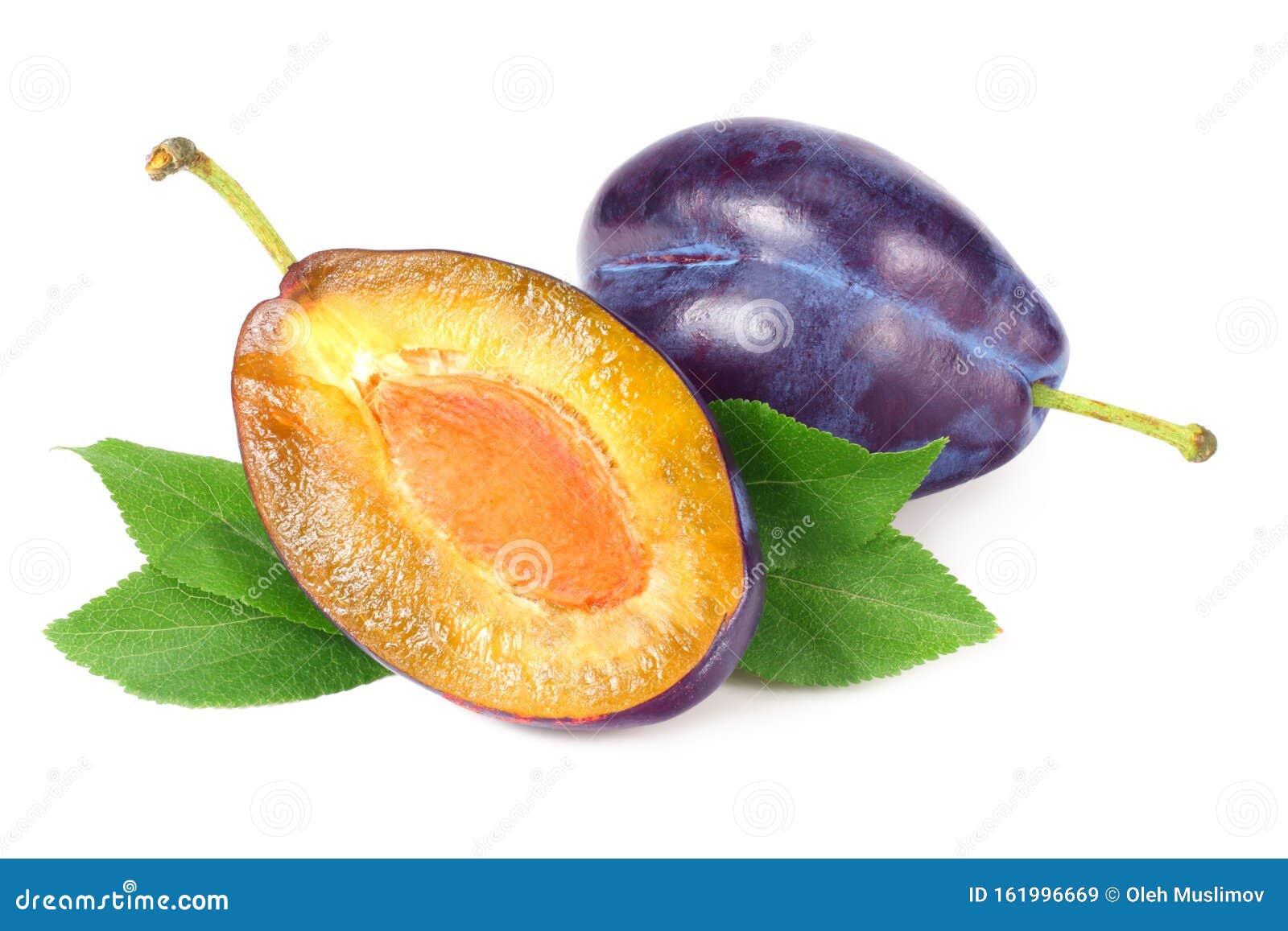 Fresh Plum Fruit with Green Leaf and Cut Plum Slices Isolated on White ... Fresh Plum Fruit with Green Leaf and Cut Plum Slices Isolated on White ...