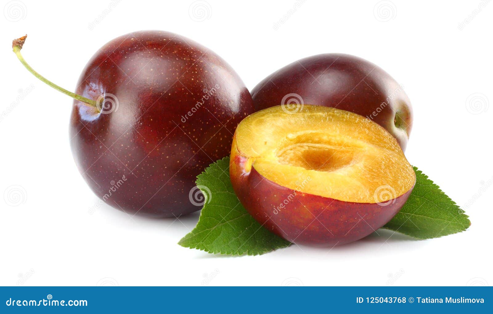 Fresh Plum Fruit Isolated on White Background Stock Photo - Image of ...