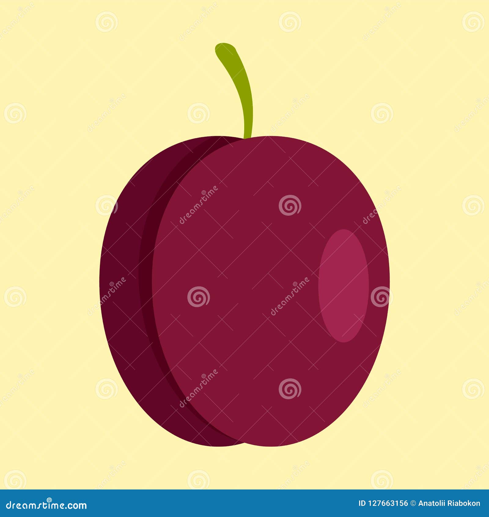 Fresh Plum Icon, Flat Style Stock Vector - Illustration of diet, green ...