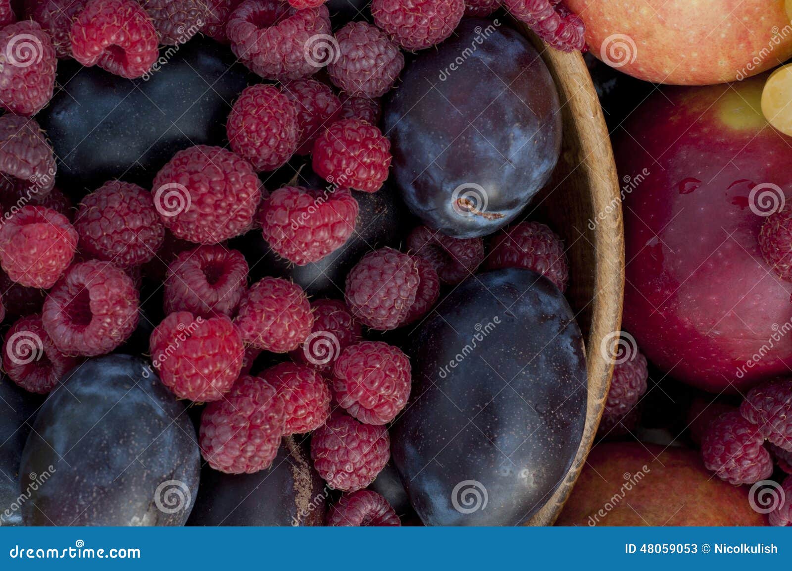Fresh plum and raspberry stock image. Image of diet, fresh - 48059053