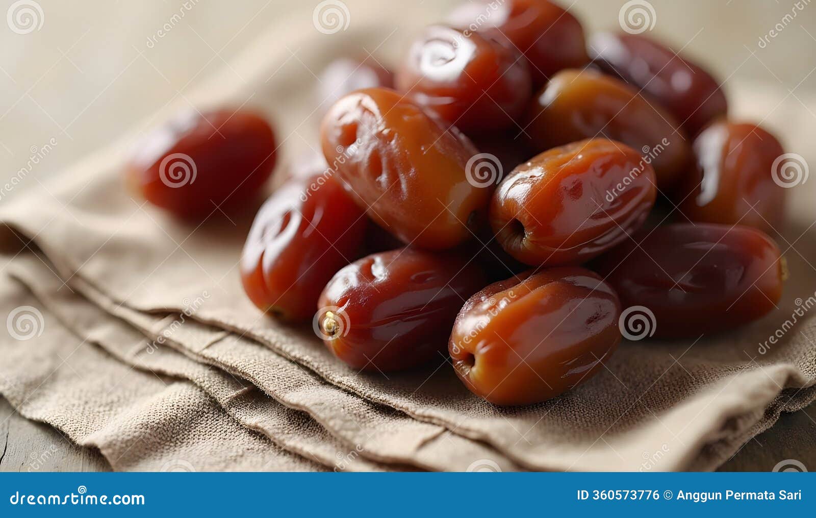 Fresh Plump Medjool Dates on a Textured Beige Cloth with Soft Natural ...