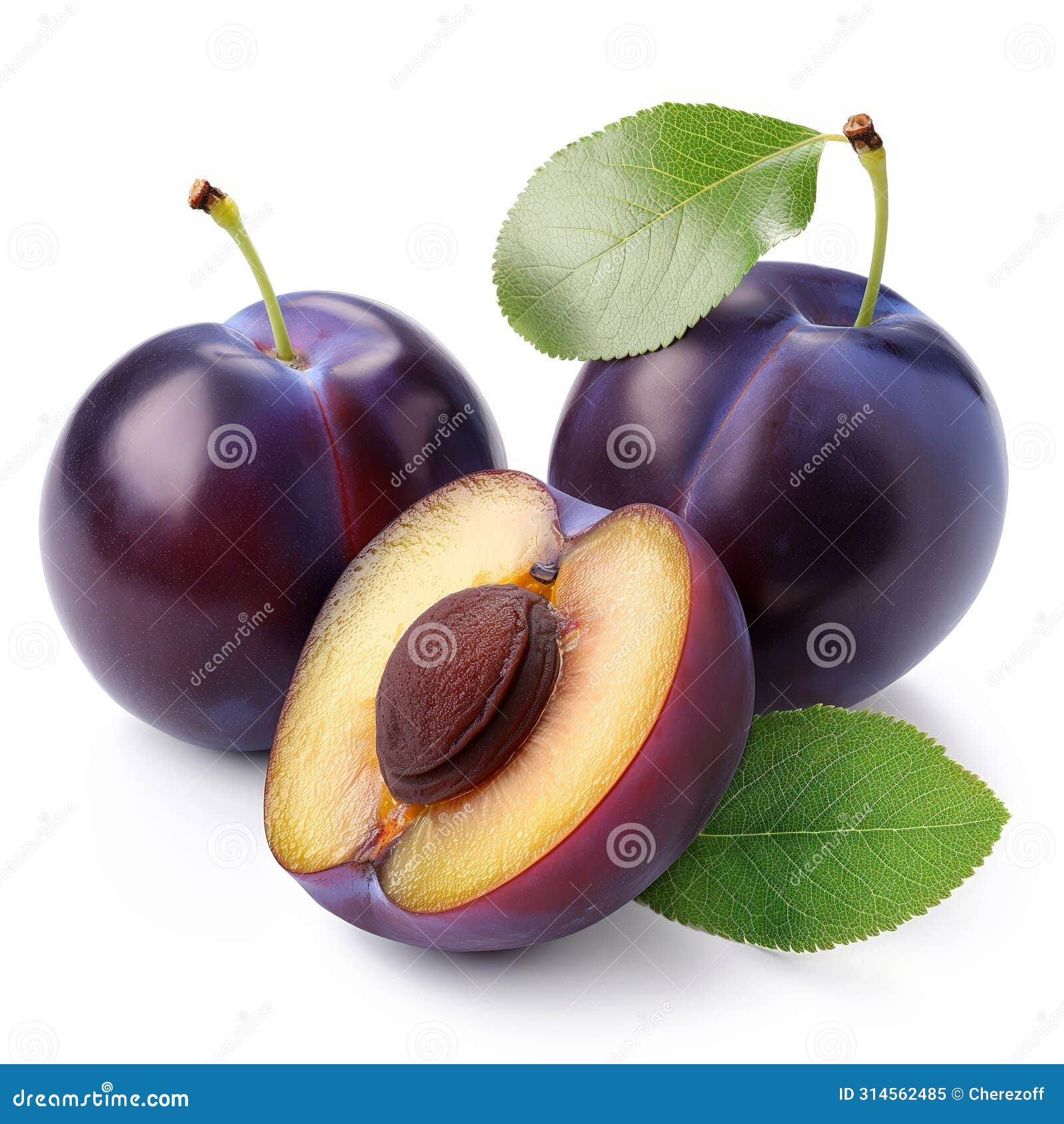 Fresh Plums with Leaf stock image. Image of harvest - 314562485
