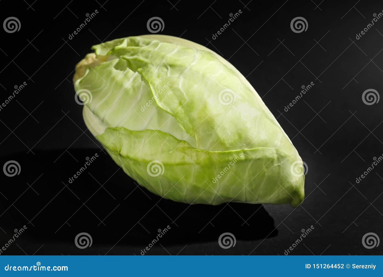 Fresh Pointed Cabbage on Dark Background Stock Photo - Image of cabbage ...