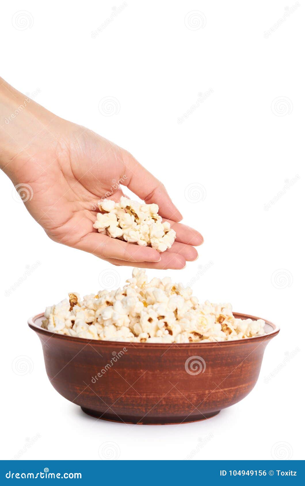 Fresh Pop Corn in Hand Isolated on White Background Stock Photo - Image ...