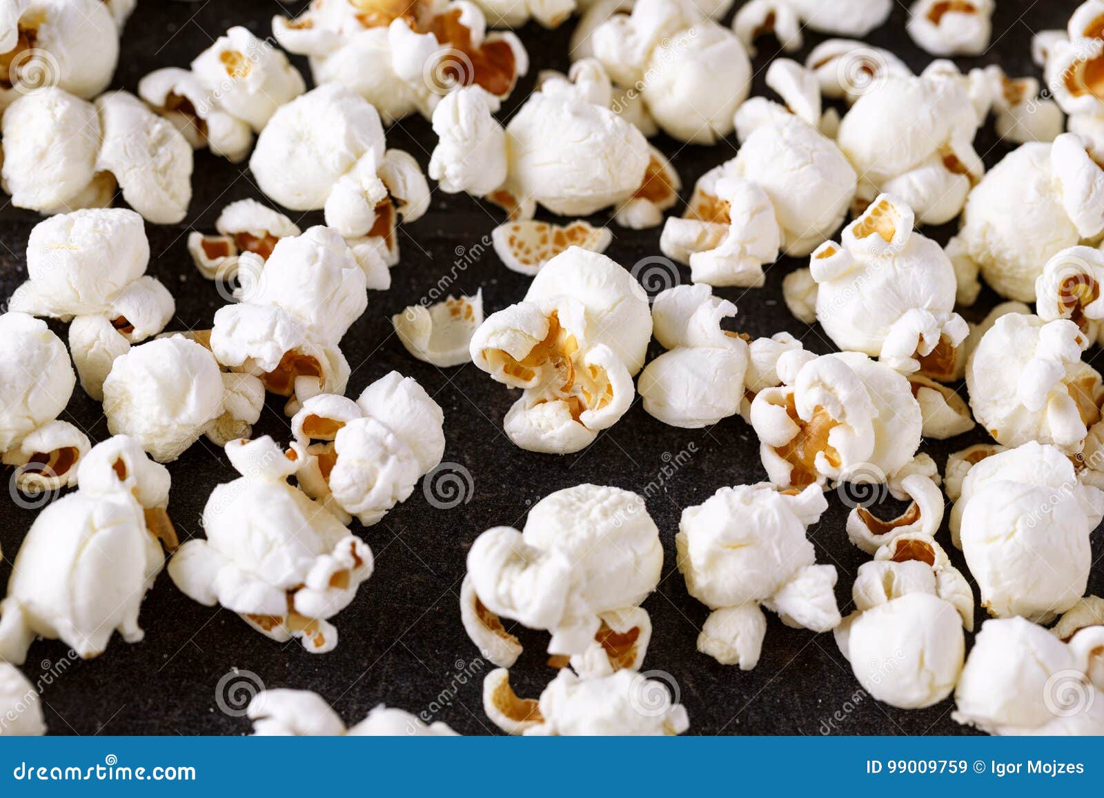 Fresh Popcorn Close Up on Black Table Stock Image - Image of gourmet ...