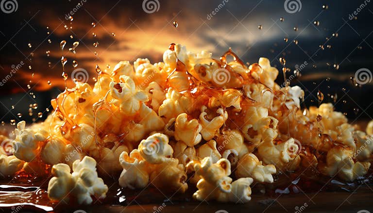 Fresh Popcorn Exploding in the Heat, Glowing Yellow and Delicious ...