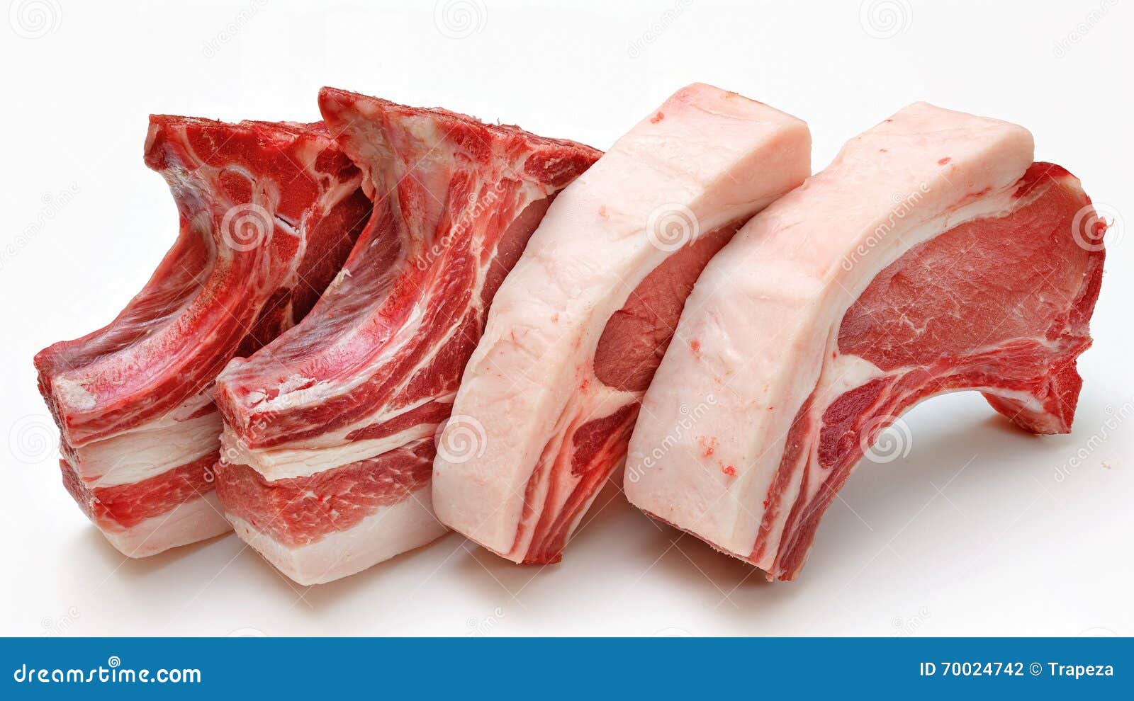 Fresh Pork on a Bone on a White Background Stock Photo - Image of ...