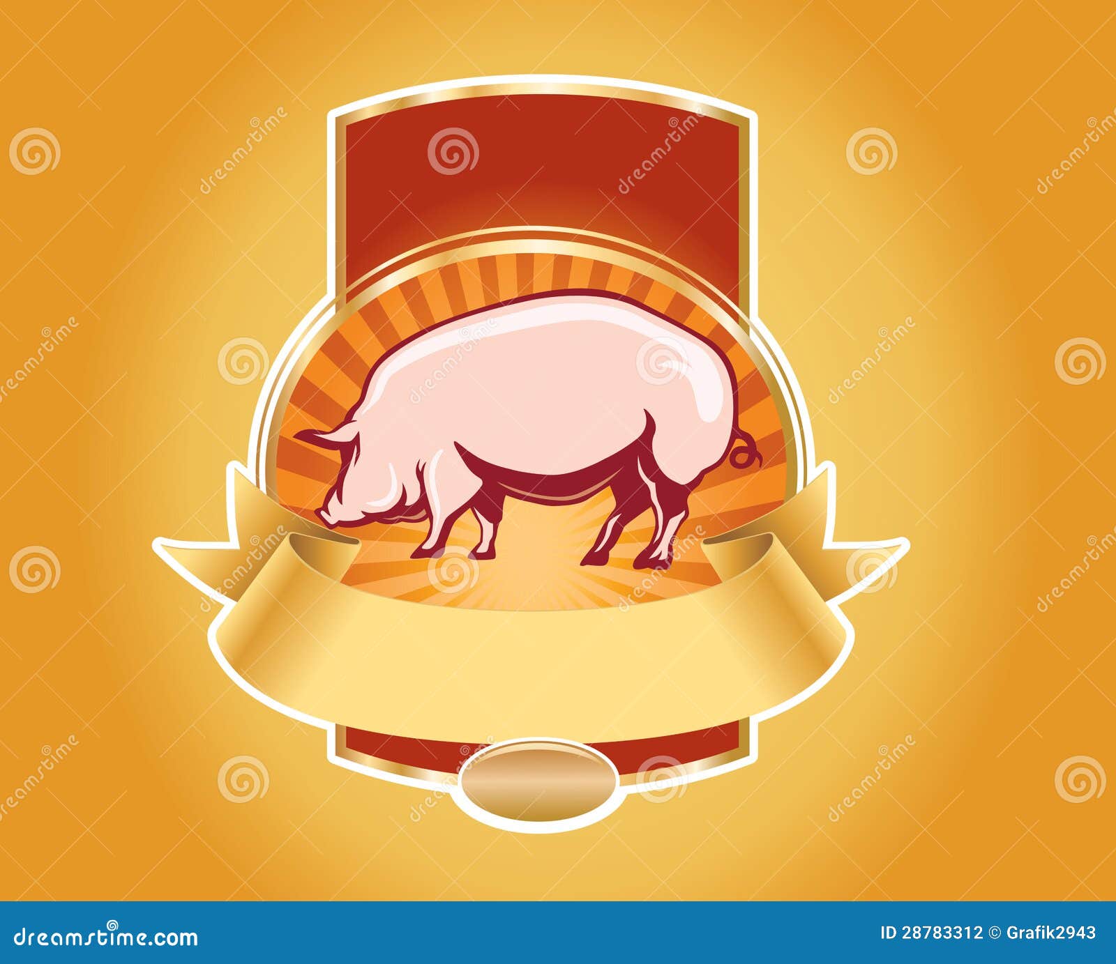 Fresh pork label with pig stock vector. Illustration of label - 28783312