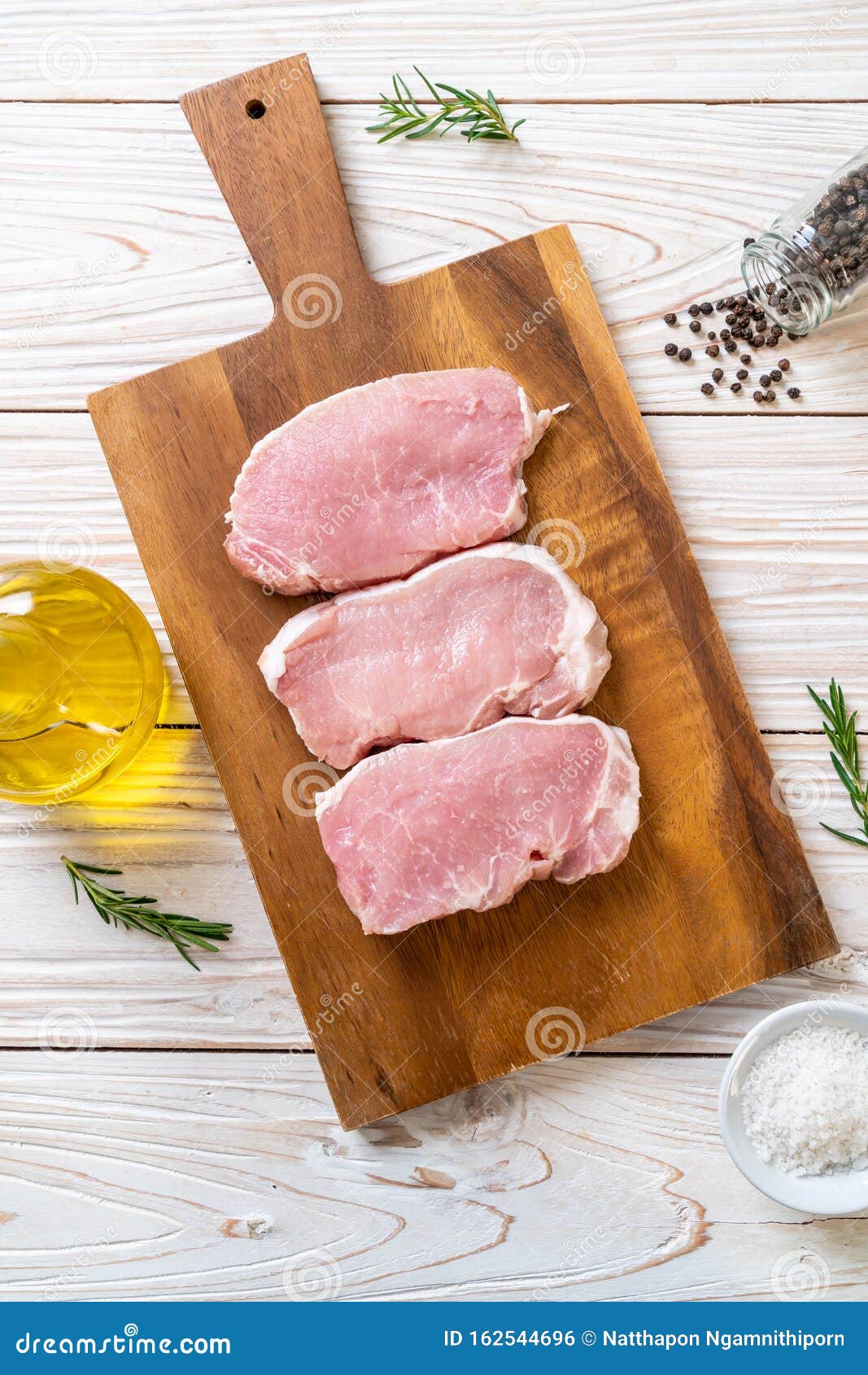 Fresh pork raw stock photo. Image of fillet, basil, pepper - 162544696
