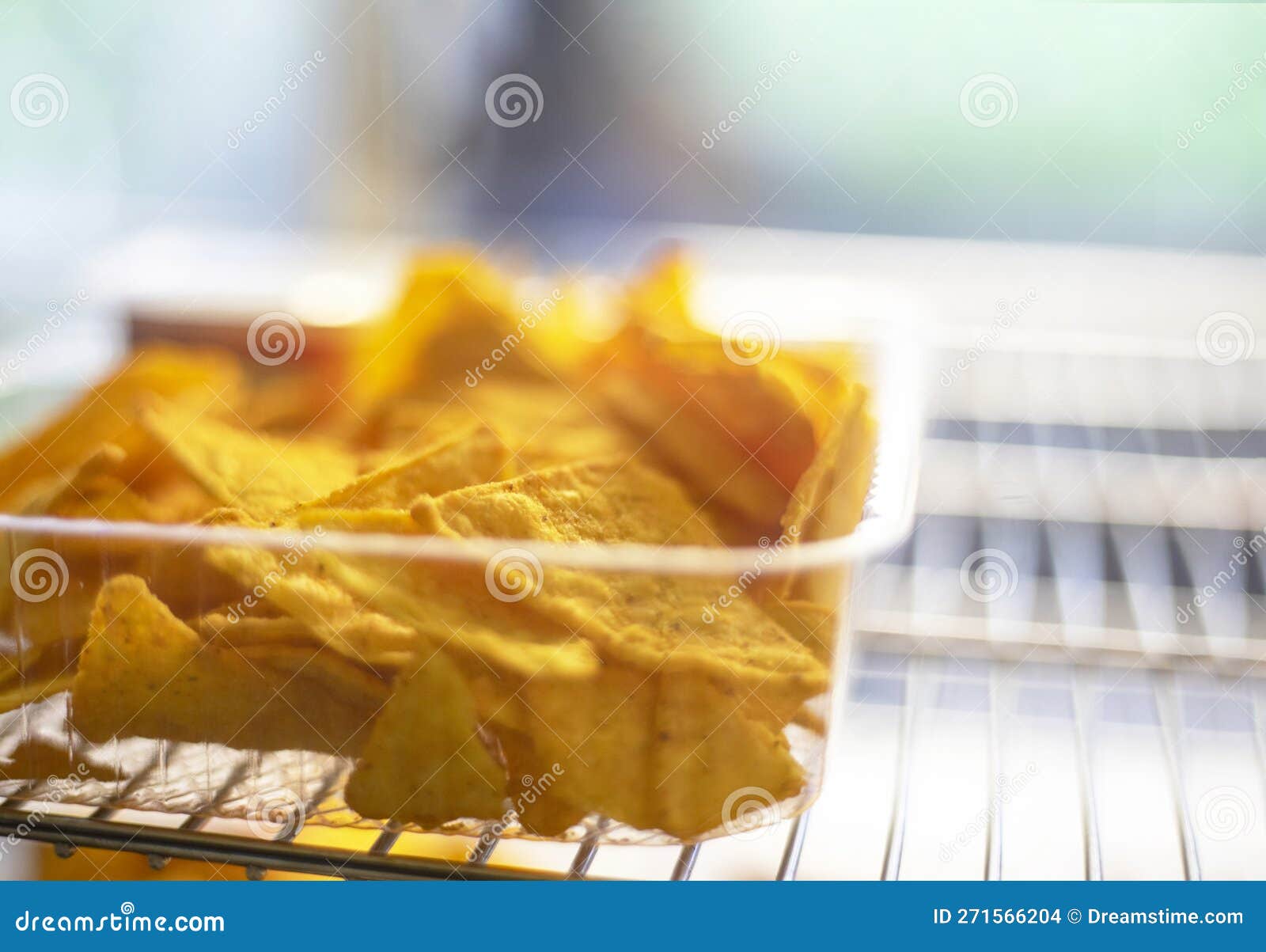 Fresh Potato Chips in a Plastic Container, Horizontal Stock Photo ...