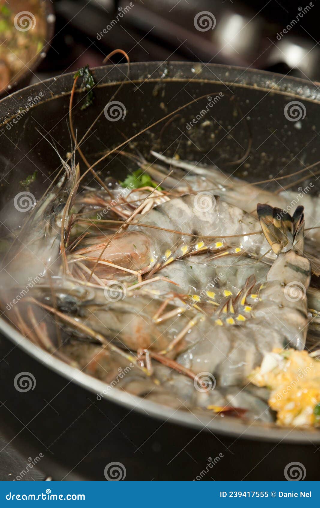 Fresh Prawn Being Cooked in a Pan Stock Image - Image of chopped, onion ...