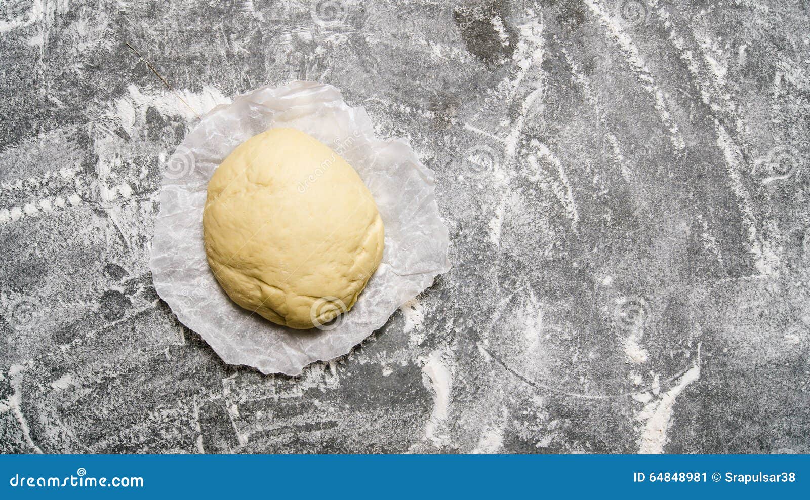 Fresh Prepared Dough on Paper. on the Stone Table. Stock Image - Image ...