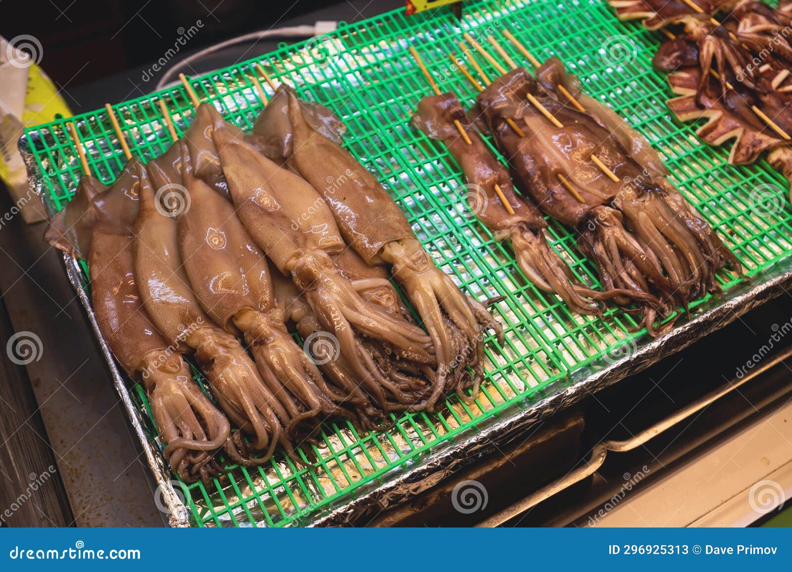Fresh Prepared Squid at Night Market Stock Image - Image of local ...