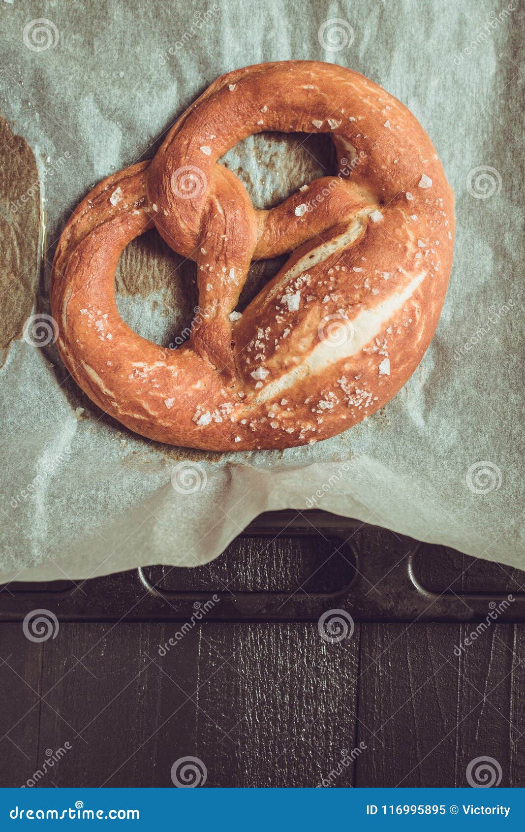 Fresh Pretzel from the Oven on Baking Sheet Stock Image - Image of ...