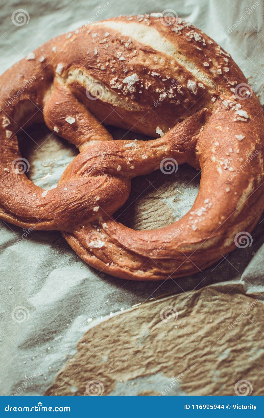 Fresh Pretzel from the Oven on Baking Sheet Stock Photo - Image of ...