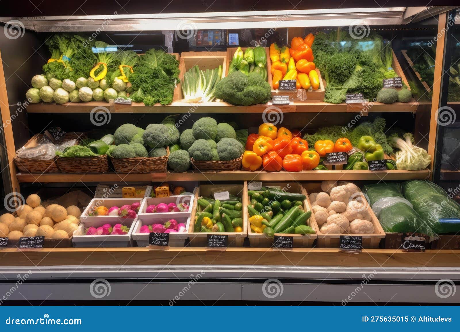 Fresh Produce in a Neat and Tidy Display Case Stock Illustration ...