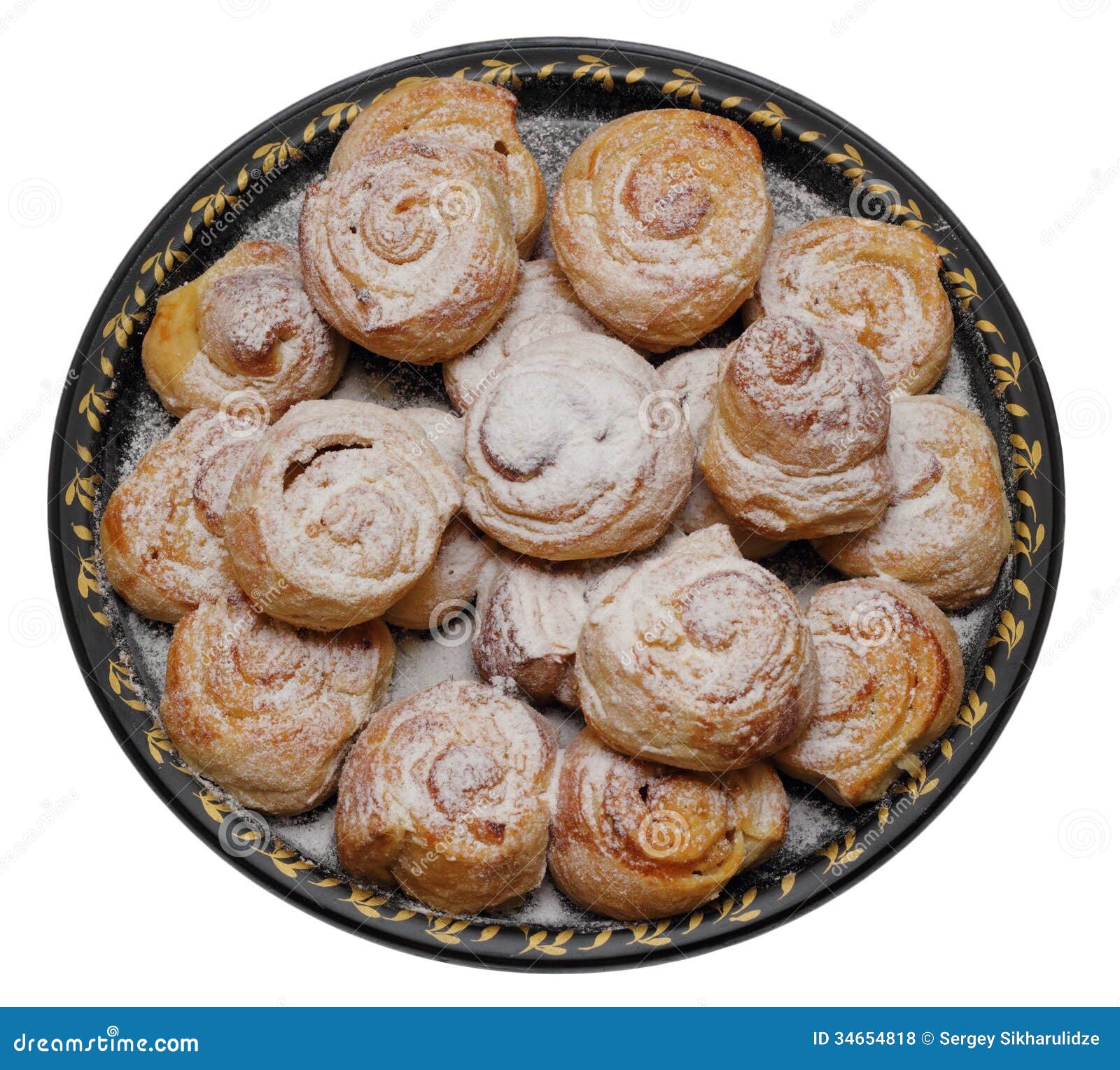 Fresh Puffs on a Tray on a Table Top View Isolated on White Stock Photo ...