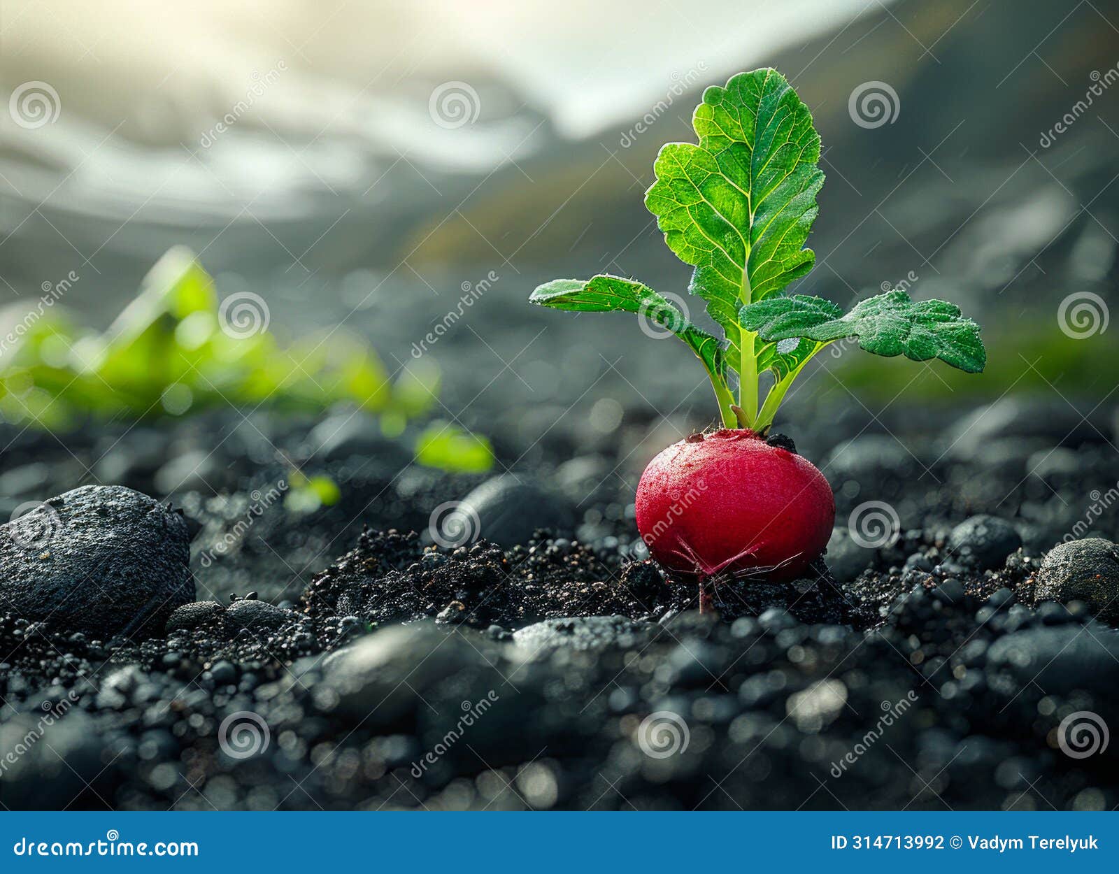 Fresh Radish Growing in the Ground Stock Photo - Image of nature ...