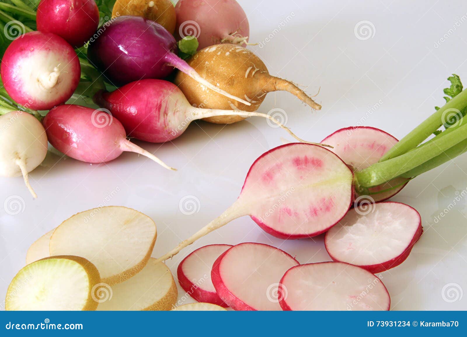 Fresh Radish on White Background Stock Photo - Image of multi ...