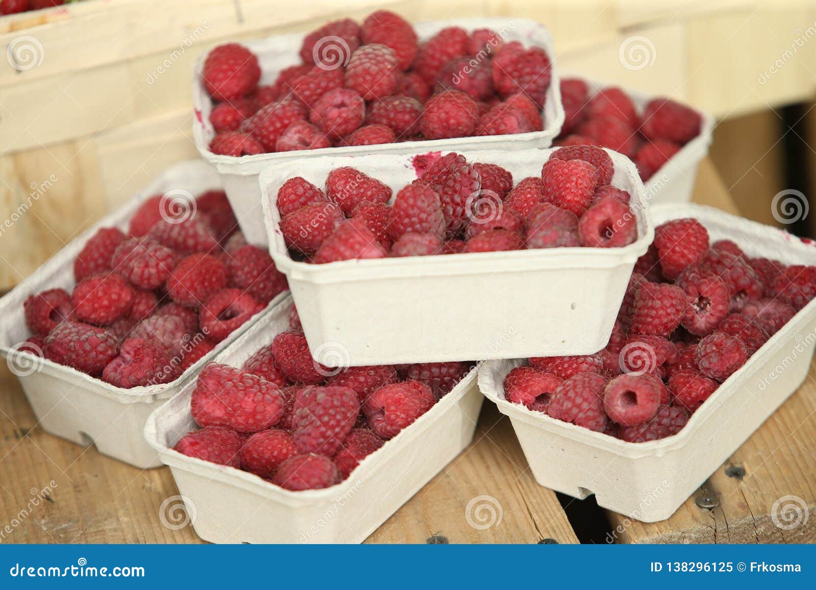 Fresh raspberries in boxes stock image. Image of fruits - 138296125