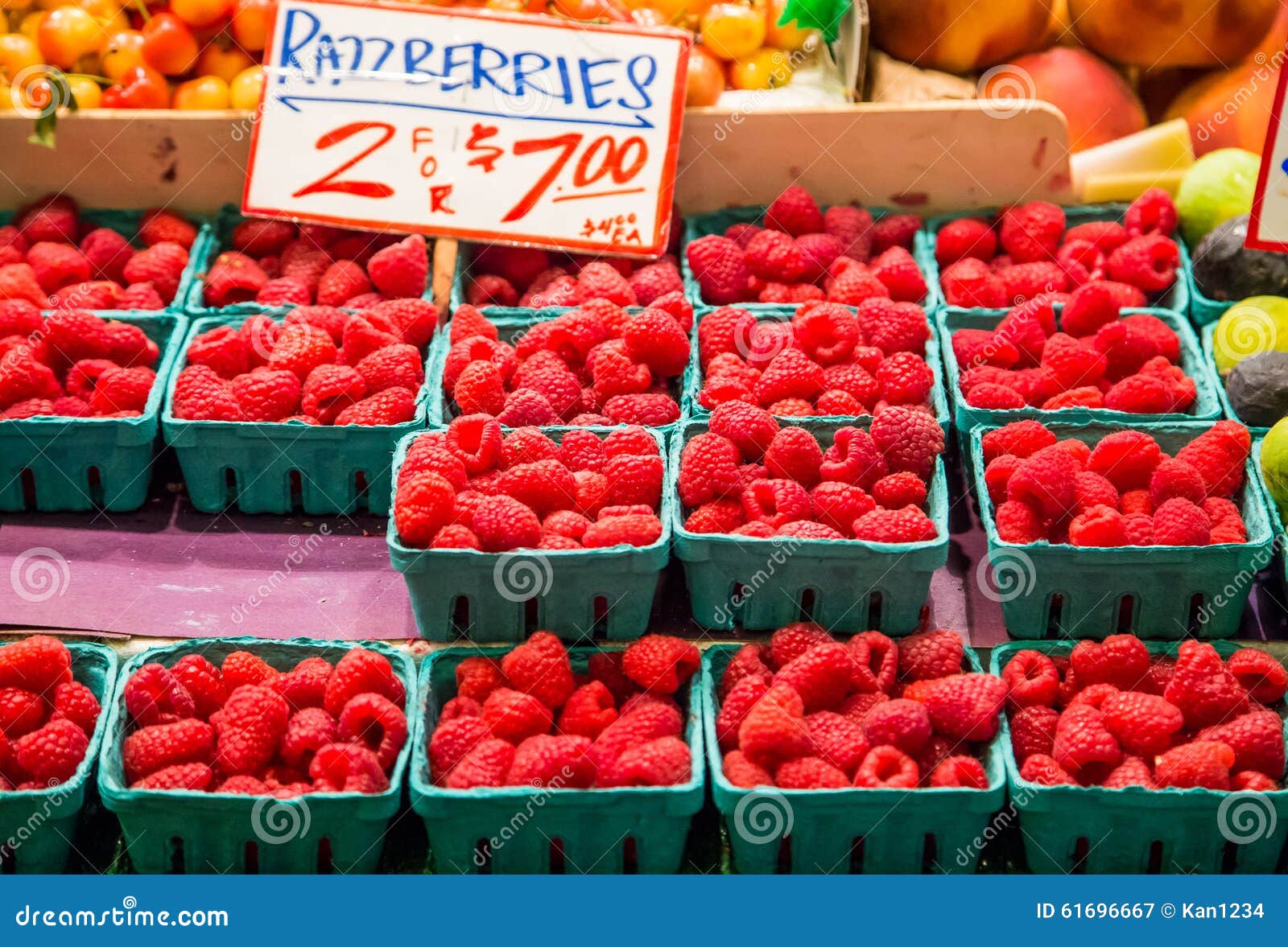 Fresh Raspberries on Fruit Stand Stock Image - Image of berry ...