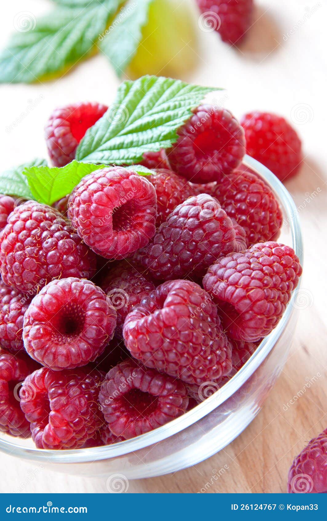 Fresh Raspberries in Glass Bowl Stock Image - Image of raspberries ...