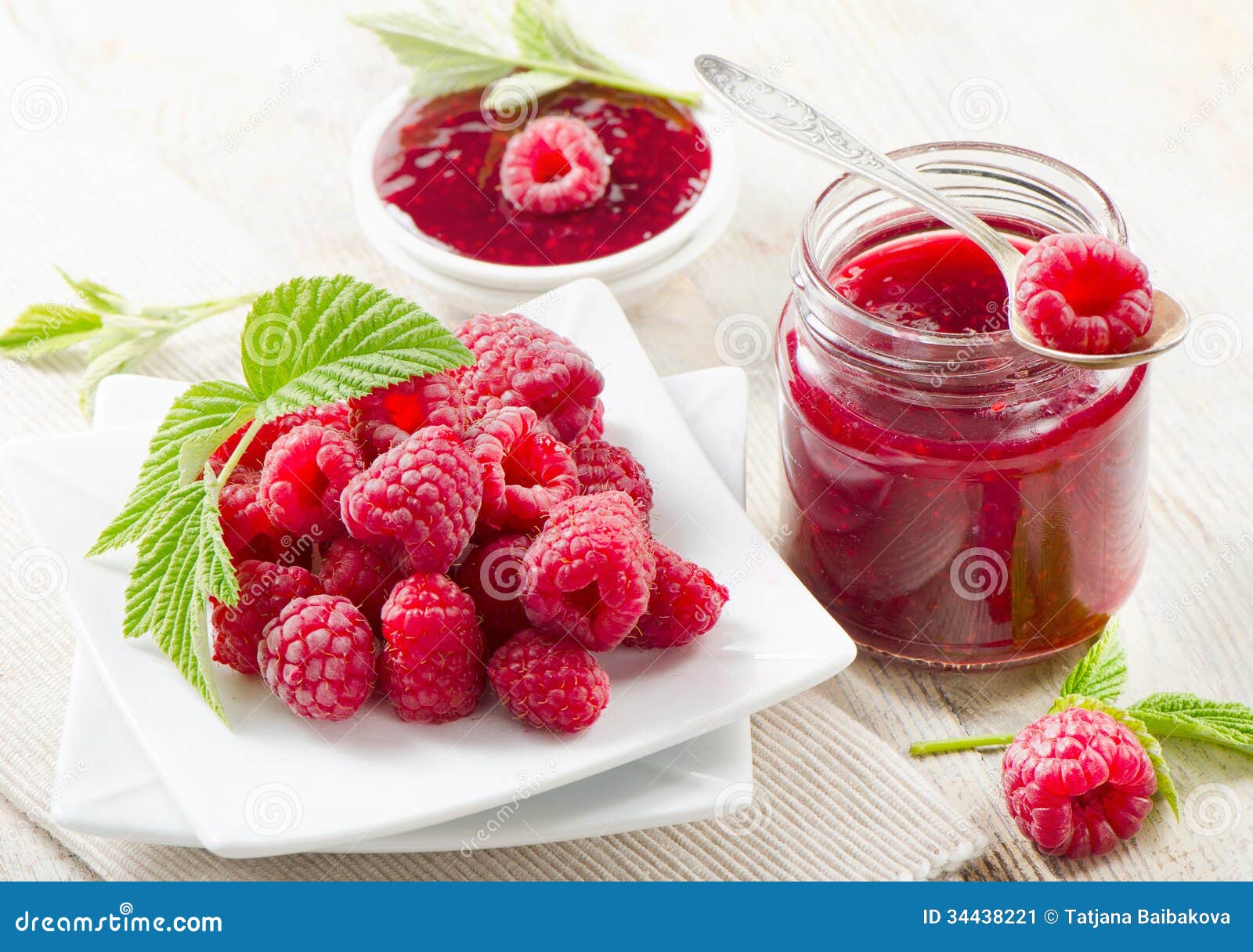 Fresh raspberries jam stock image. Image of plate, spoon - 34438221