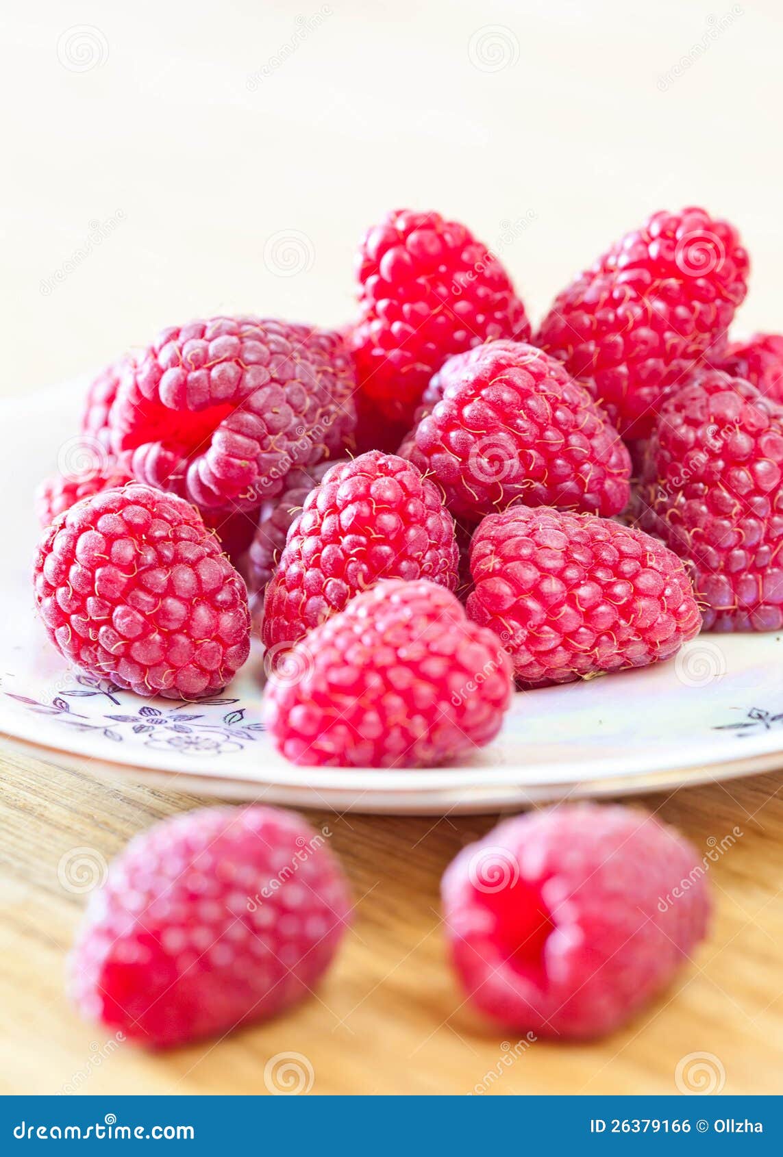 Fresh Raspberries in a Plate on the Table Stock Photo - Image of table ...