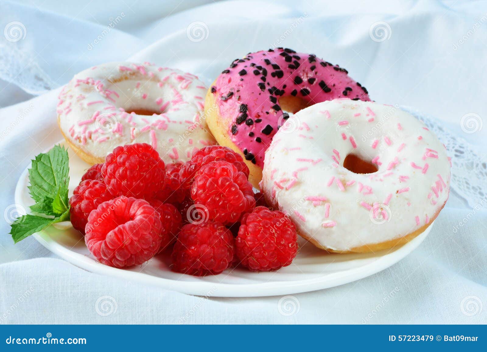 Fresh Raspberries Vanilla and Raspberry Flavored Mini Donuts with ...