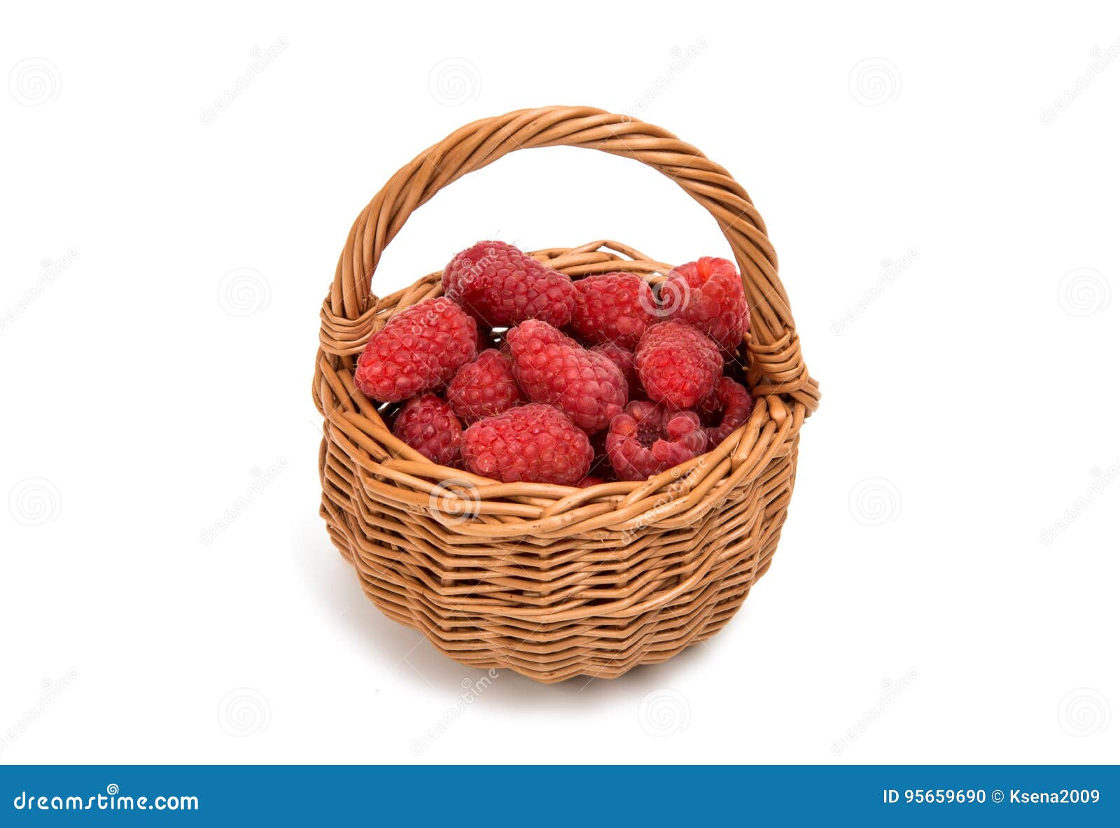 Fresh Raspberry in a Basket Isolated Stock Photo - Image of ...