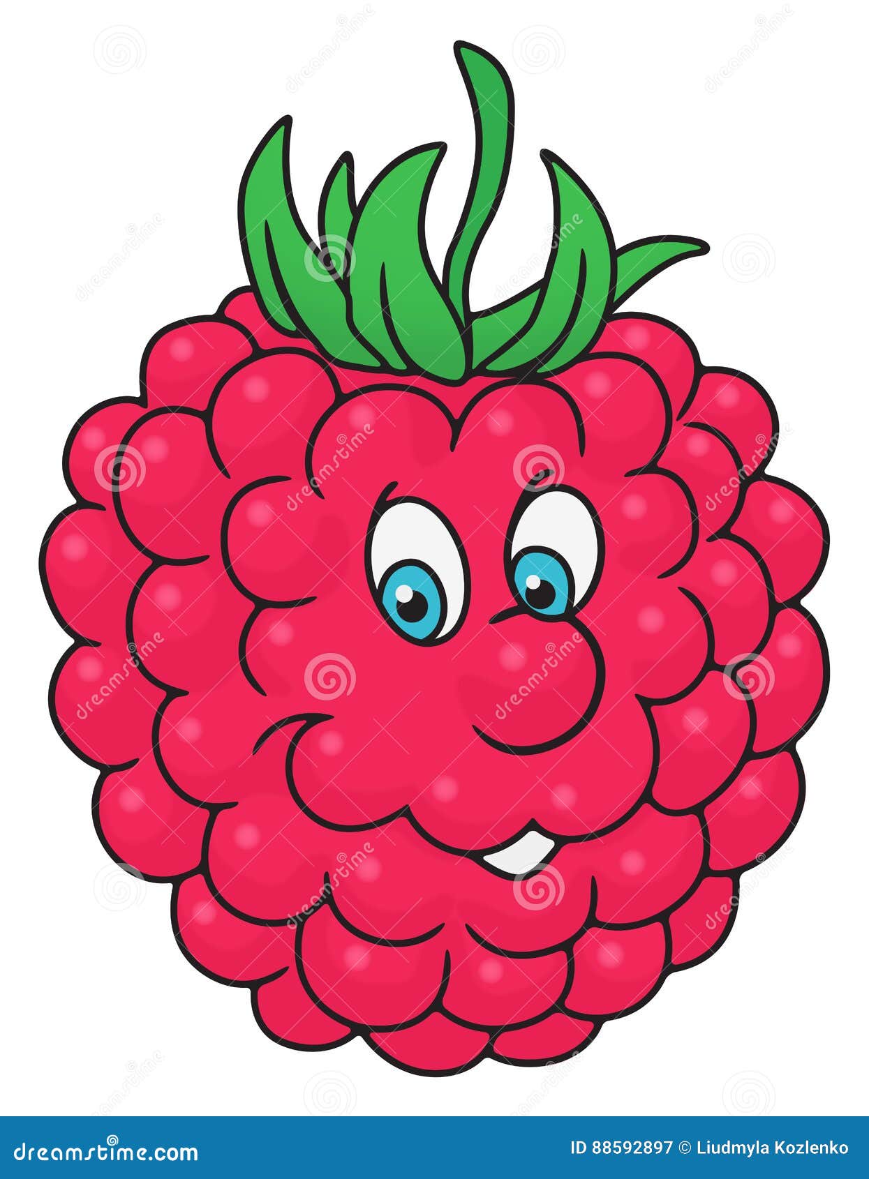 Fresh raspberry cartoon stock vector. Illustration of face - 88592897
