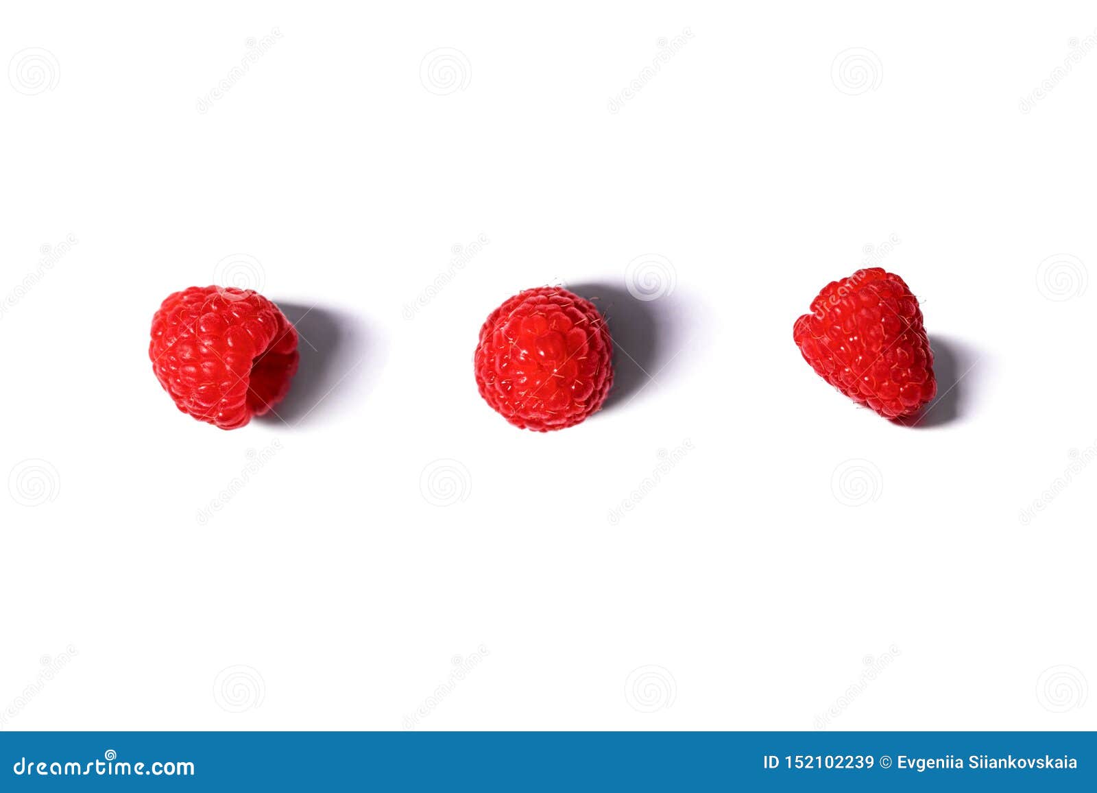 Fresh Raspberry Isolated on White. Top View. Stock Image - Image of ...